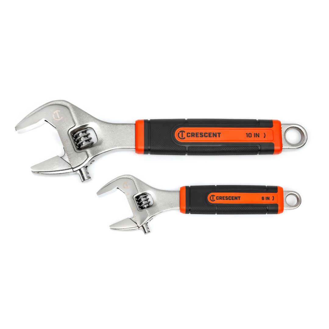 2 Pc 6" & 10" Quick-Fit-Jaw Adjustable Wrench Set