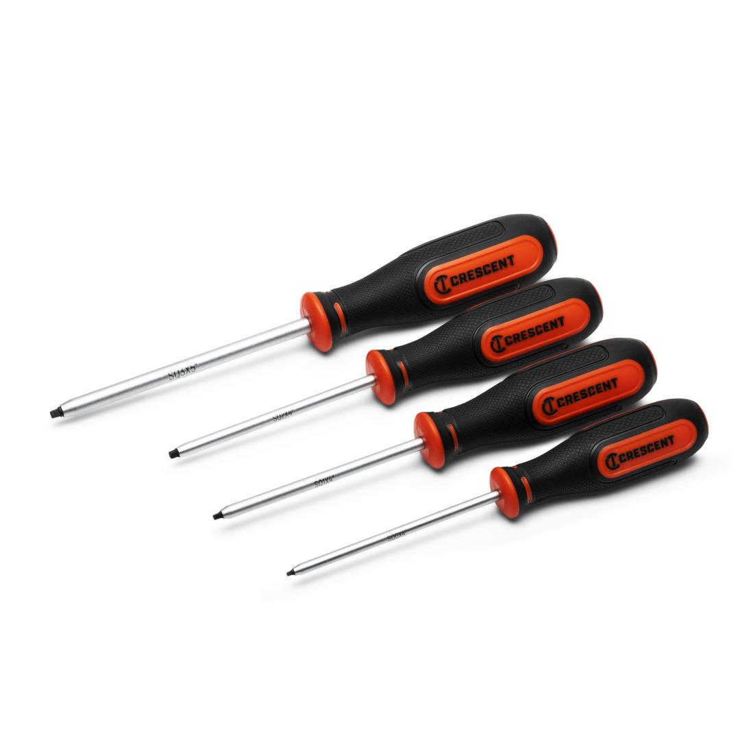 4 Piece Square Dual Material Screwdriver Set | Crescent