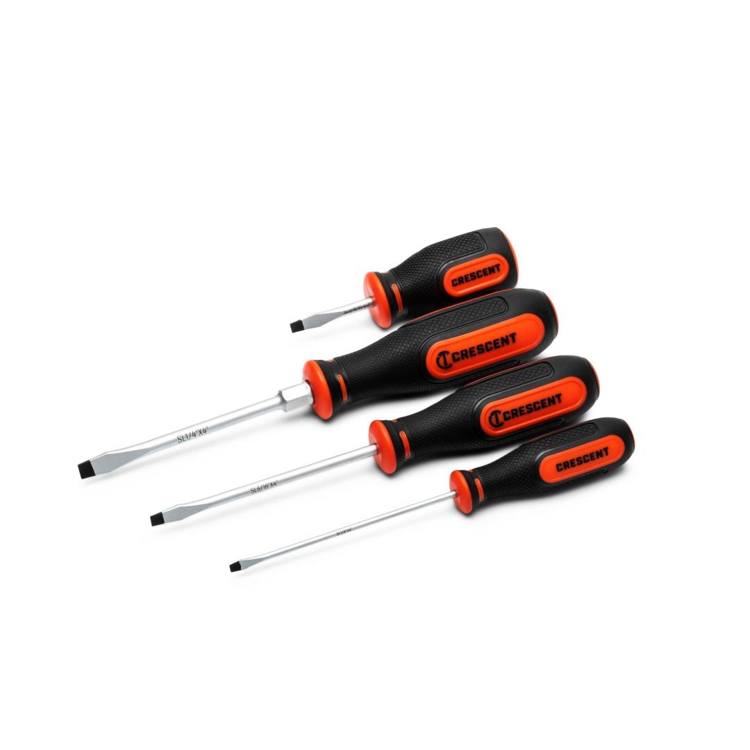4 Piece Slotted Dual Material Screwdriver Set | Crescent