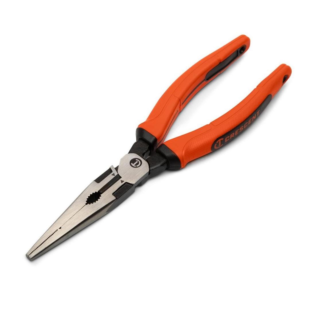 8" Long Nose Plier with Dual Material Grip Handles