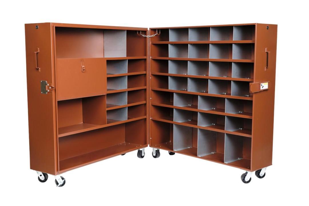 Rolling Parts Organizer Clam Shell Cabinet